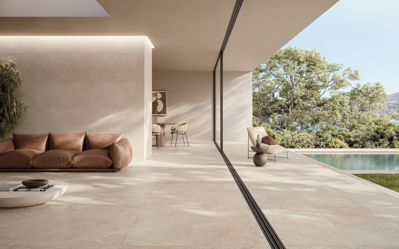 Limestone effect stoneware coverings Whisper | Supergres