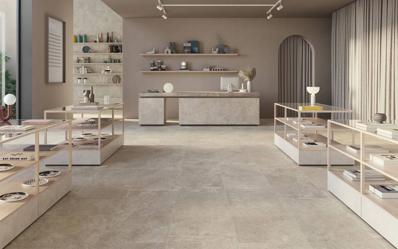 Limestone effect stoneware coverings Whisper | Supergres