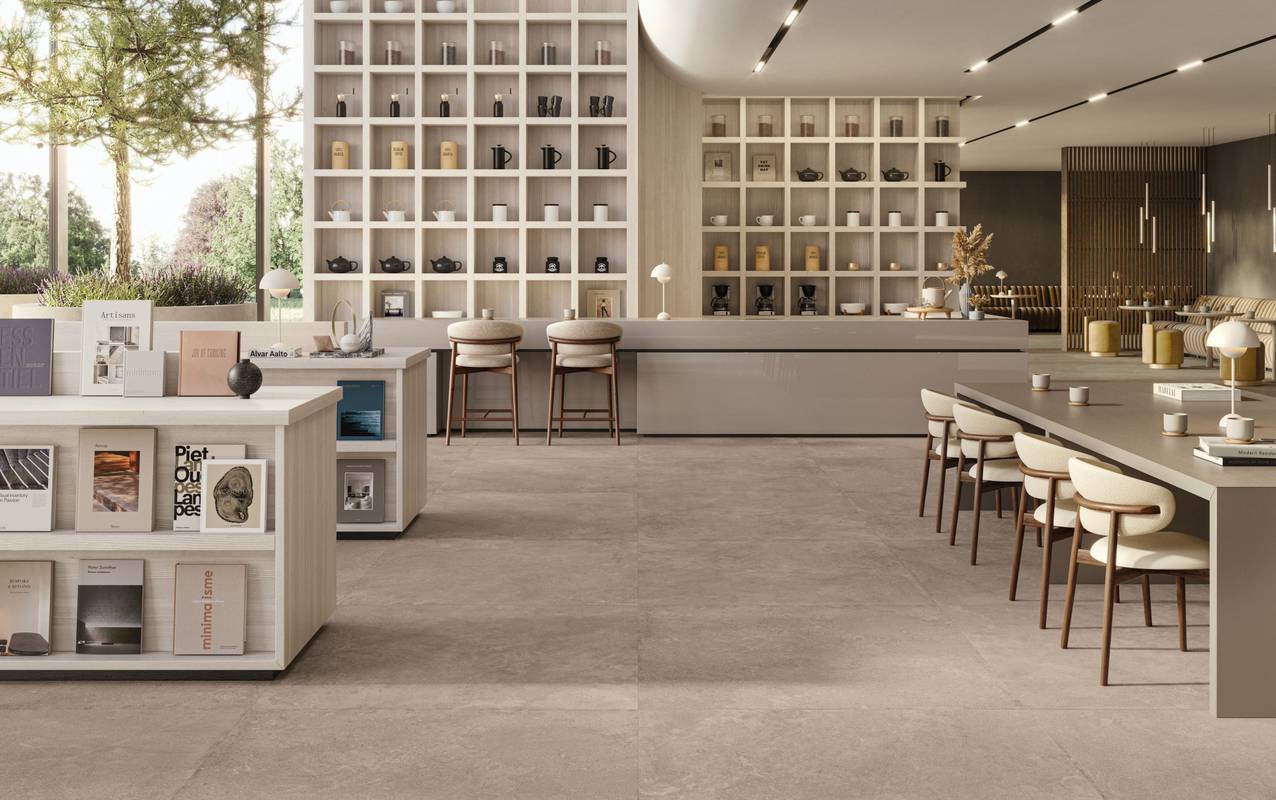 Limestone effect stoneware coverings Whisper | Supergres